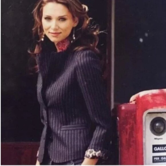 CAbi | Jackets & Coats | Cabi Joey Blazer Pinstripe Leopard Lined Work ...